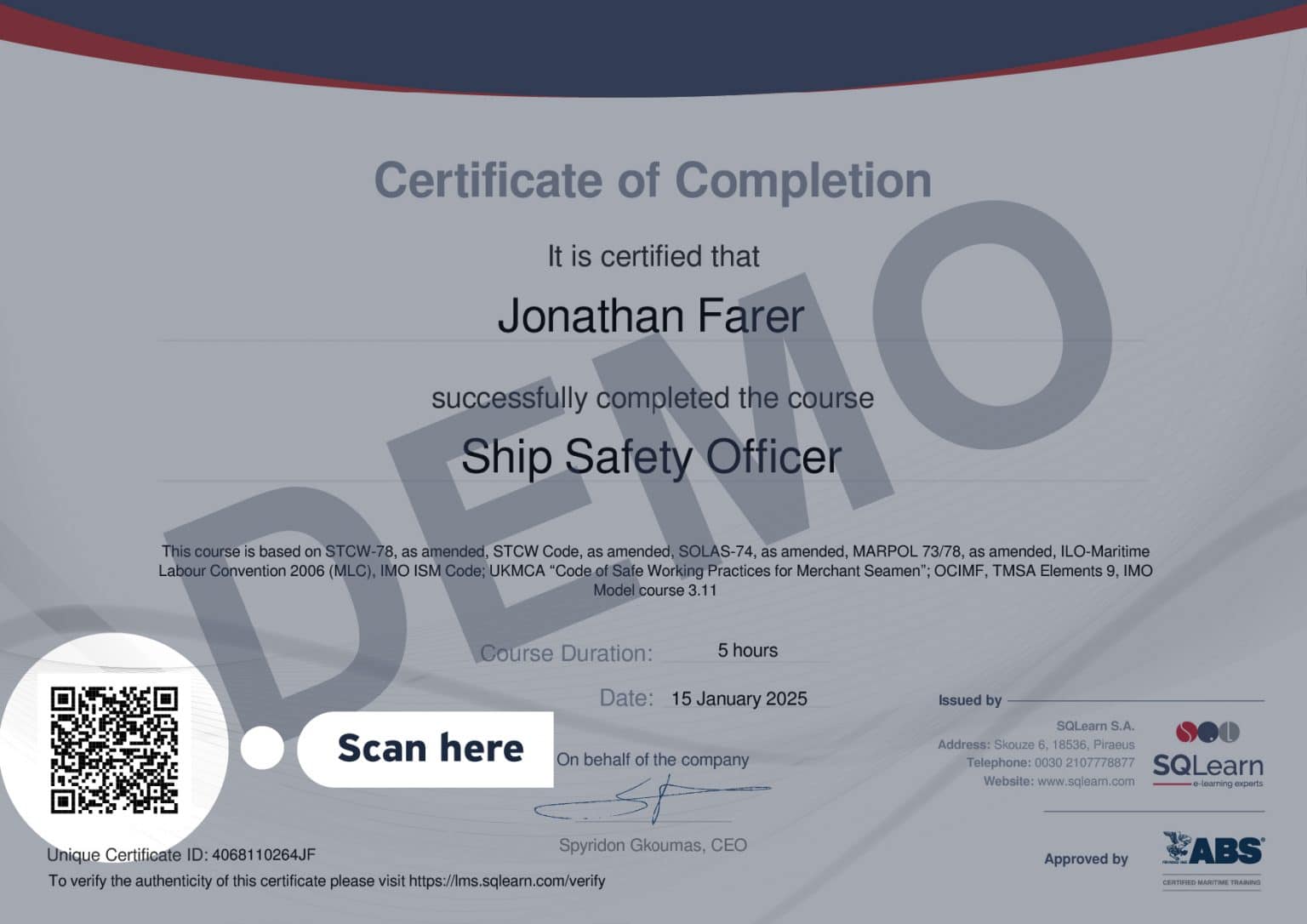 Effortless Maritime Training Certificates Verification • SQLearn